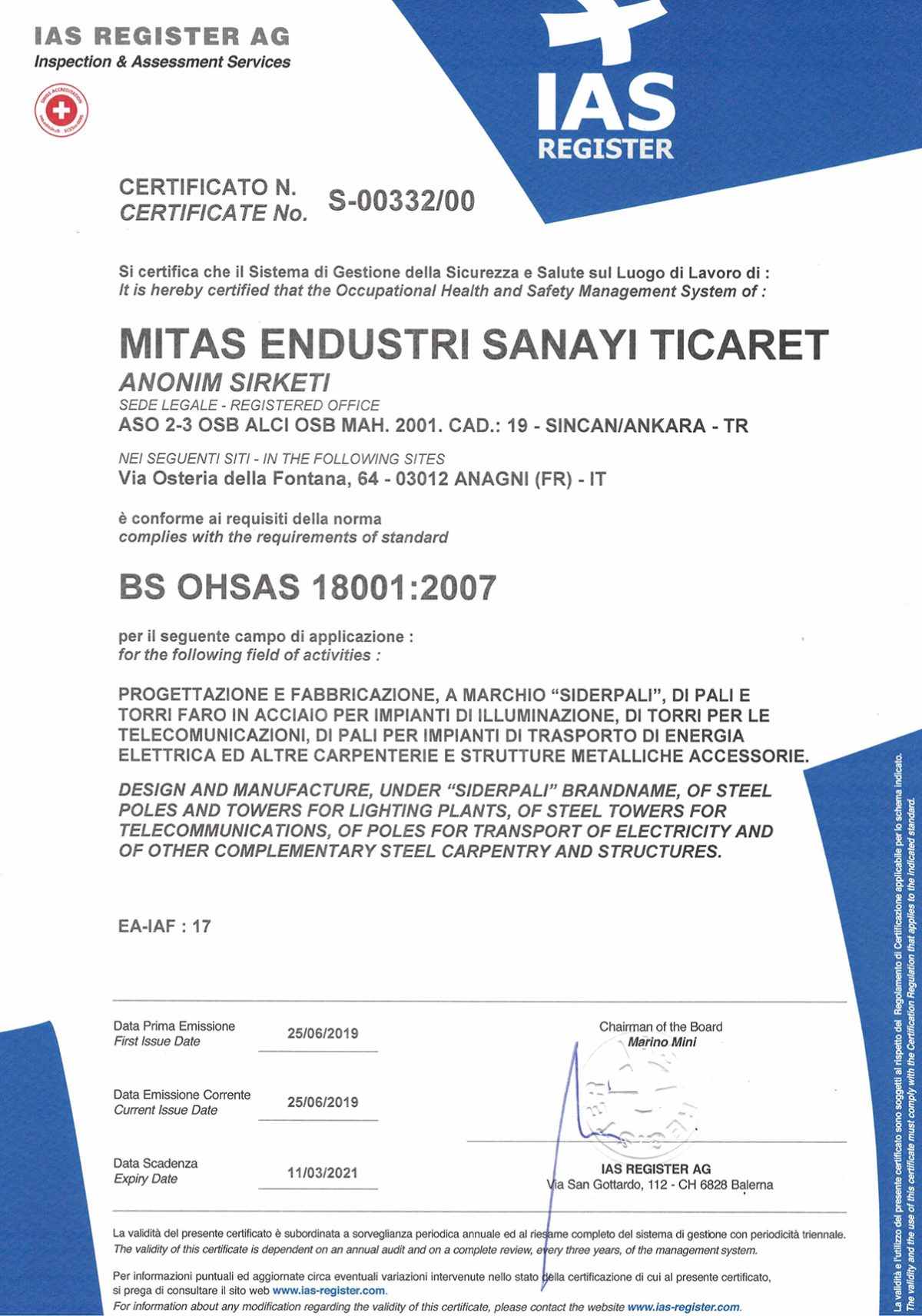 Certifications – Mitas Industry | Siderpali
